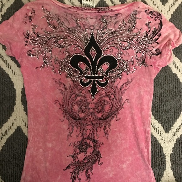 Vocal | Tops | Womens Vocal Pink Bling Rhinestone Shirt Small | Poshmark